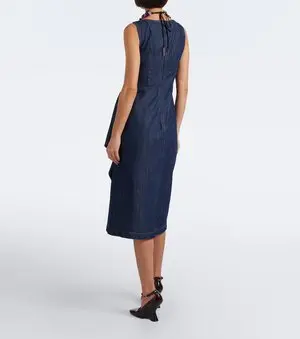 Dries Van Noten Draped Denim Midi Dress