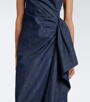 Dries Van Noten Draped Denim Midi Dress