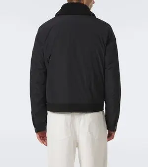 Moncler Shearling-trimmed Suede Down Jacket
