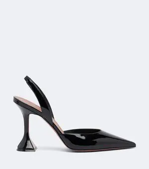 Amina Muaddi Holli Patent Leather Slingback Pumps