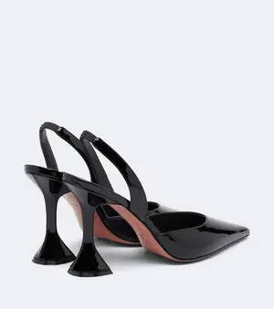 Amina Muaddi Holli Patent Leather Slingback Pumps
