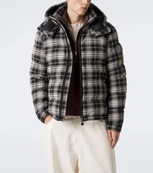 Moncler Airor Checked Cotton Flannel Down Jacket