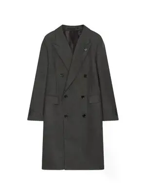 LARDINI Double-breasted Peak-lapels Coat - Grey