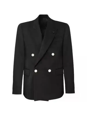 LARDINI Double-breasted Peak-lapel Jacket - Black