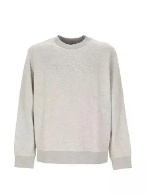 BOSS Logo-embroidered Cotton Sweater - Grey