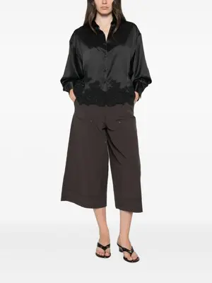 Ermanno Scervino Lace Trim Silk Shirt - Black