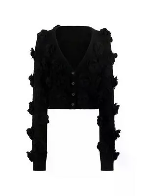 Philipp Plein Knitted Cardigan Roses - Black