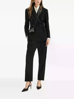 Brunello Cucinelli Viscose And Virgin-wool Tuxedo Trousers - Black