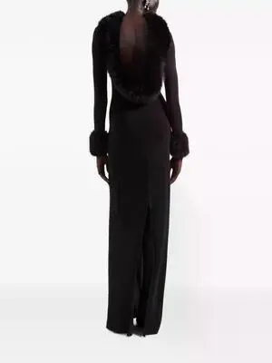 Nina Ricci Faux-fur Open-back Maxi Dress