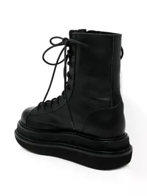 Yohji Yamamoto Oil-leather Zip Military Boots