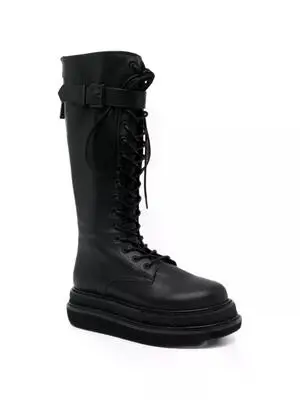 Yohji Yamamoto Oil-leather Buckled Boots