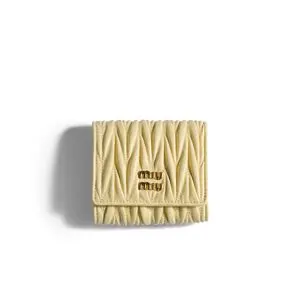 Miu Miu Small Matelassé Nappa Leather Wallet - Cream