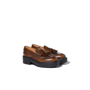 Miu Miu Deco Leather Loafers With Tassels - Sienna
