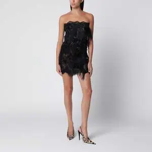 Attico Feather-trim Mini Dress