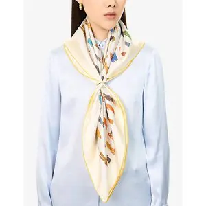 ARTFEENA Lady-pattern Square Silk Scarf 95cm X 95cm