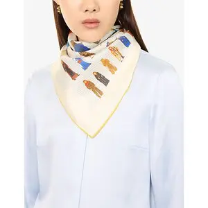 ARTFEENA Lady-pattern Square Silk Scarf 95cm X 95cm