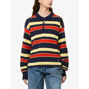 JW Anderson Knitted Rugby Cotton And Wool Blend Polo Top