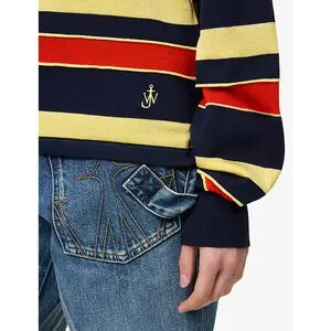 JW Anderson Knitted Rugby Cotton And Wool Blend Polo Top