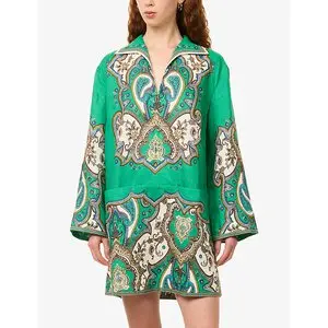 ALEMAIS Porter Printed Linen Mini Dress