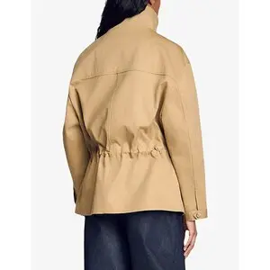 Sandro High-neck Elasticated-waist Cotton Jacket