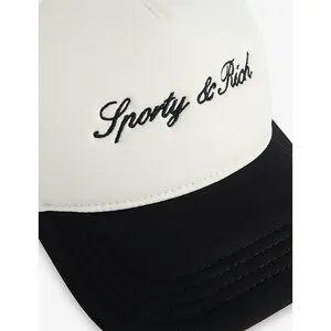 Sporty & Rich Signature Logo Trucker Cap - White/black