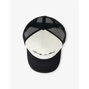 Sporty & Rich Signature Logo Trucker Cap - White/black