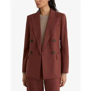 REISS Solene Double-breasted Wool-blend Blazer
