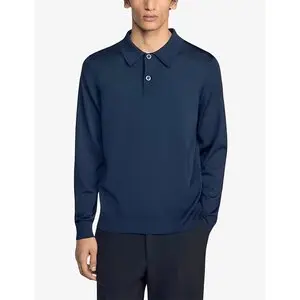Sandro Long-sleeved Knitted Polo Shirt