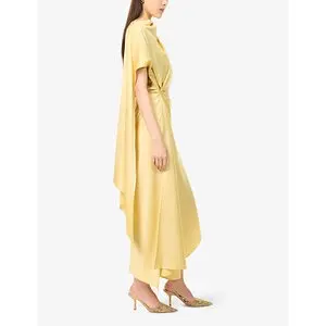 DE LA VALI Lunessa Draped Satin Midi Dress
