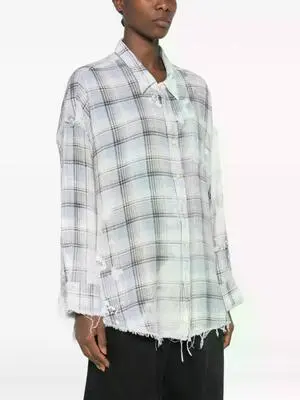 R13 Shredded-seam Bleached-plaid Shirt