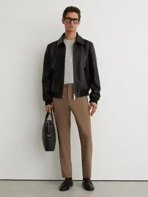REISS Stretch Slim-fit Drawstring Trousers - Camel