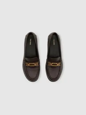 REISS Leather Hardware-detail Loafers