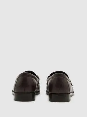 REISS Leather Hardware-detail Loafers