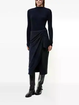 Pinko Ribbed-knit Pinstripe-pattern High-neck Long-sleeve Dress