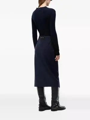 Pinko Ribbed-knit Pinstripe-pattern High-neck Long-sleeve Dress
