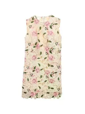 Dolce & Gabbana Sleeveless Embroidered Mini Dress - Neutrals