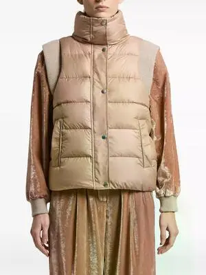 Peserico Quilted Ribbed-trim Gilet