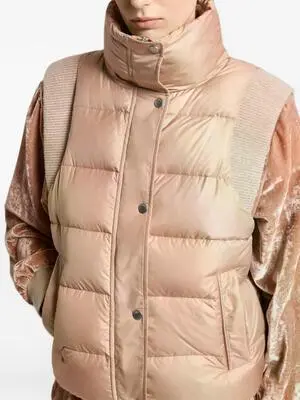 Peserico Quilted Ribbed-trim Gilet