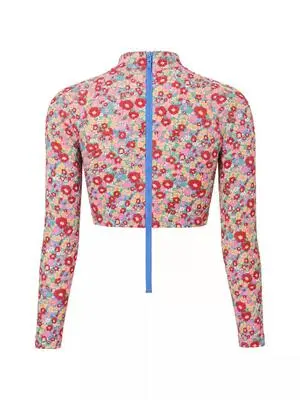 Rip Curl Floral Print Tie Detail Rash Guard - Pink