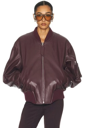 Attico Leather Bomber Jacket