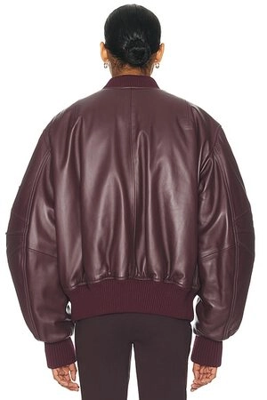 Attico Leather Bomber Jacket