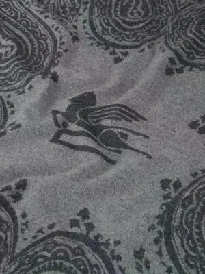Etro Jacquard Wool-blend Throw Blanket - Grey