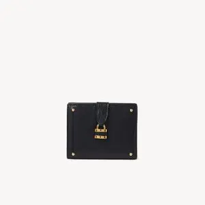 Chloé Paddington Square Wallet In Grained Leather - Black