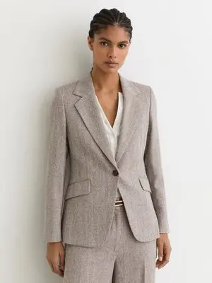 REISS Single-breasted Textured Blazer