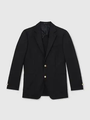 REISS Captain Hopsack Single-breasted Classic-fit Blazer With Wool