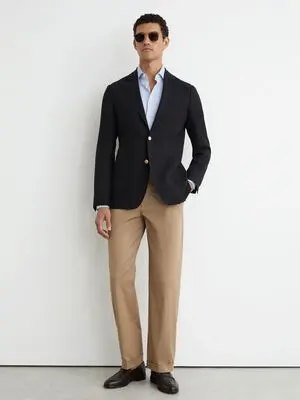REISS Captain Hopsack Single-breasted Classic-fit Blazer With Wool