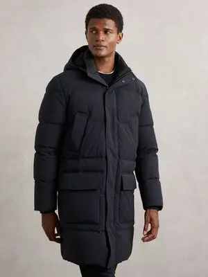 REISS Longline Quilted Puffer Jacket