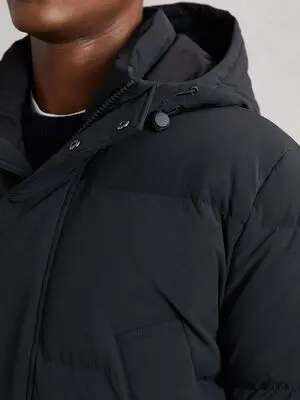 REISS Longline Quilted Puffer Jacket