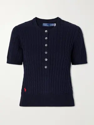 Polo Ralph Lauren Cable-knit Cotton Henley Sweater
