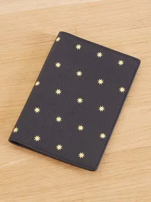 Smythson Panama Stars Textured-leather Passport Cover - Blue